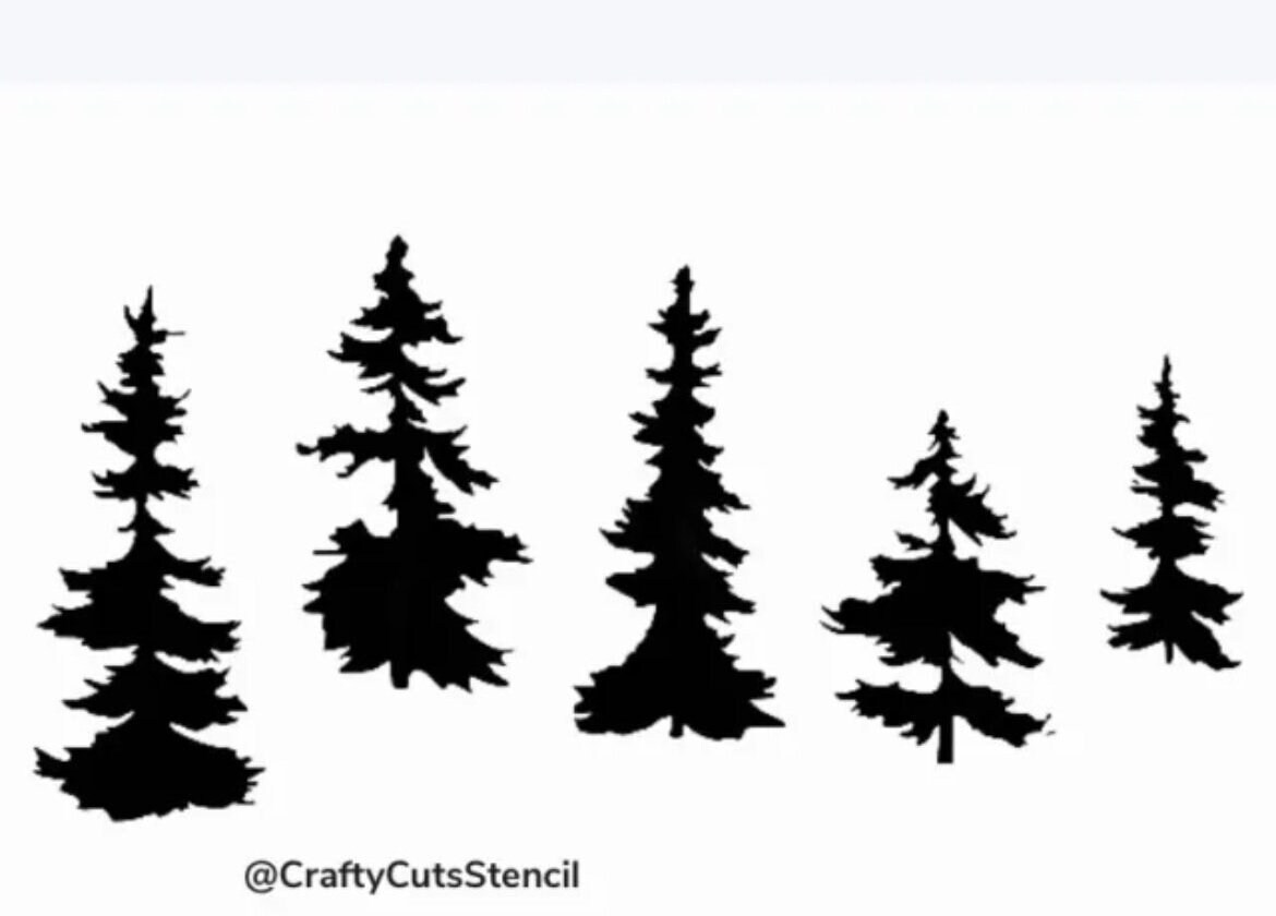 Pine Tree Group Stencil Durable & Reusable 8x3 Inch Free Shipping - Etsy