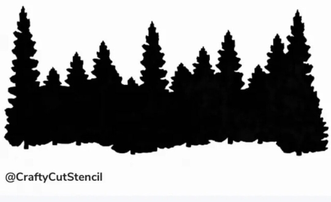 Forest Line Trees Wildlife Stencil Durable & Reusable 8x3 Inch Free ...