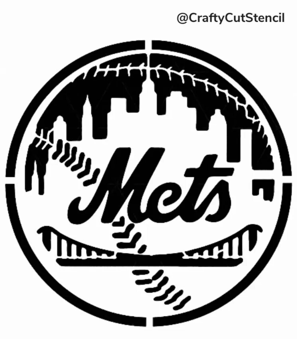 Baseball Team Round Mets Skyline Stencil Plastic Durable & Reusable 6x6 ...