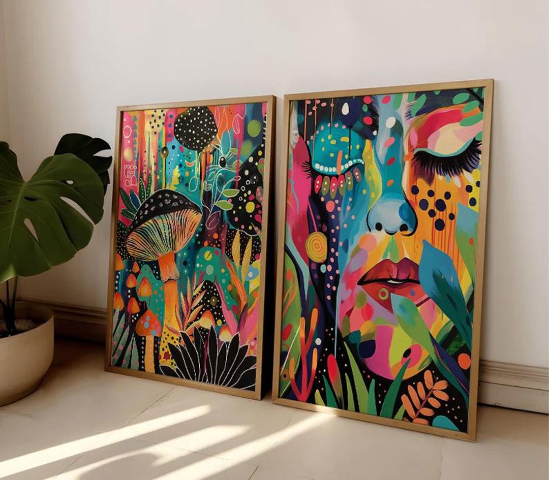 Maximalist Wall Art Mushroom Art Maximalist Prints Psychedelic Art ...