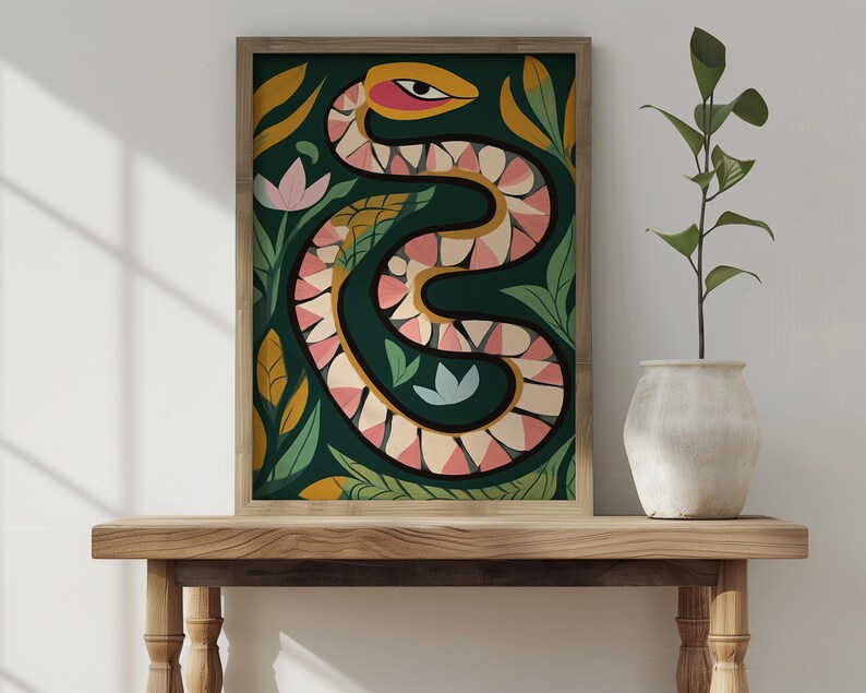Modern Snake Print Scandinavian Snake Art Abstract Snake Print ...