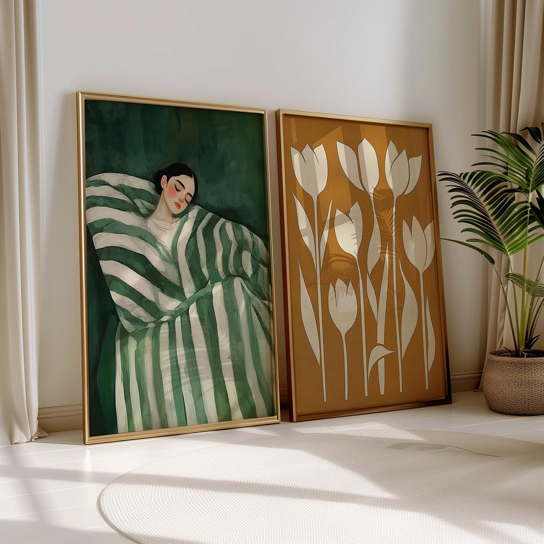Abstract People Print Spring Wall Art Green Print Matisse Style Woman ...