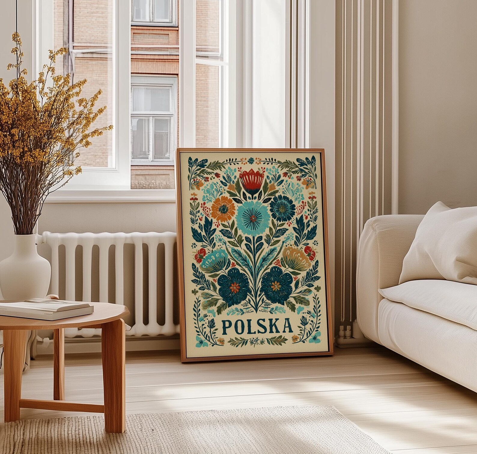 Polish Folk Art Vintage Polish Floral Wall Art Print Retro Poland Home ...