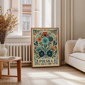 Polish Folk Art Vintage Polish Floral Wall Art Print Retro Poland Home ...