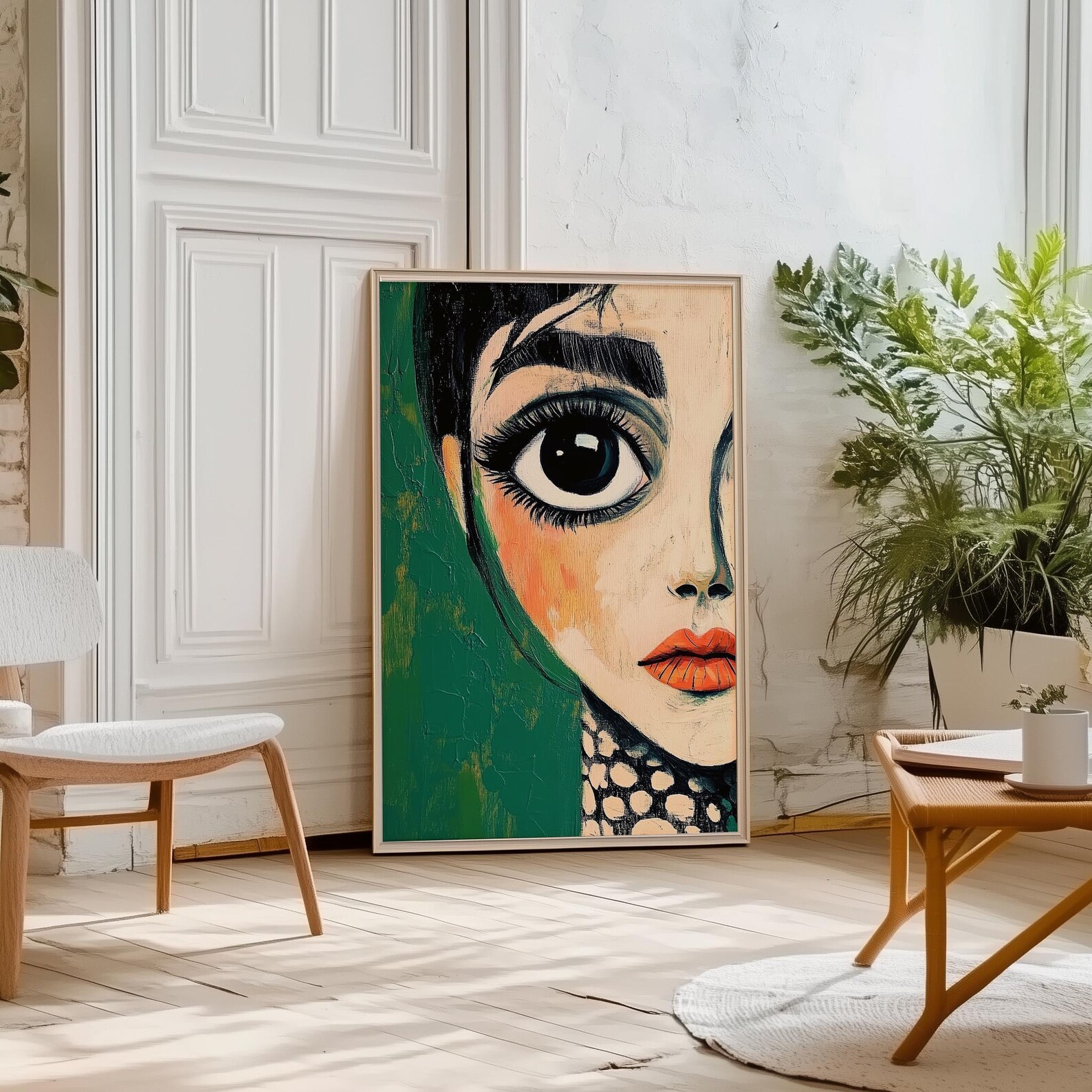 Abstract People Art Eclectic Wall Art Emerald Green Wall Art Trendy ...
