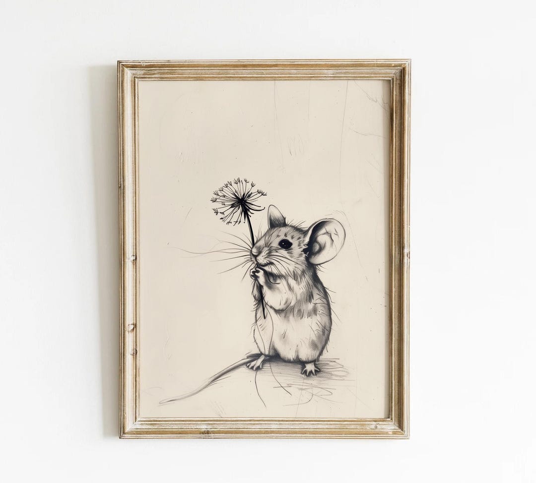Woodland Nursery Art Field Mouse Print Cottagecore Kids Print Woodland ...