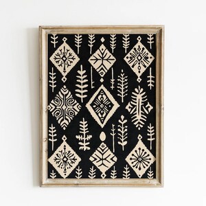 Tribal Wall Art Black and Beige African Geometric Print Diamond Pattern ...