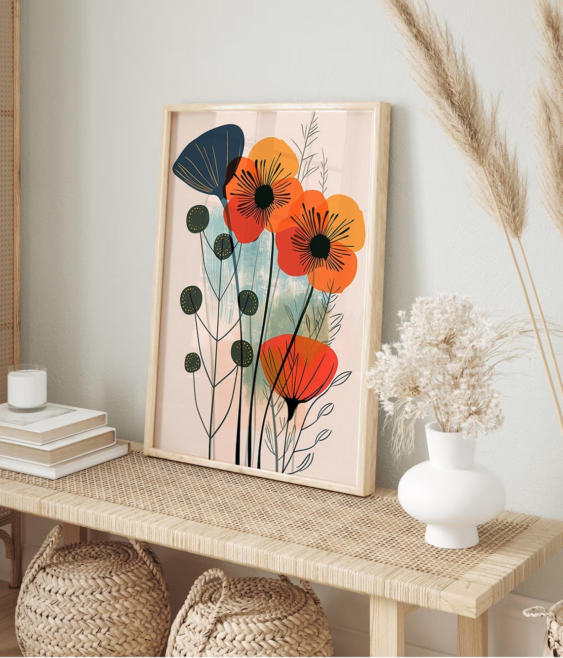 Abstract Poppy Art Scandinavian Prints Colorful Flower Print Modern ...