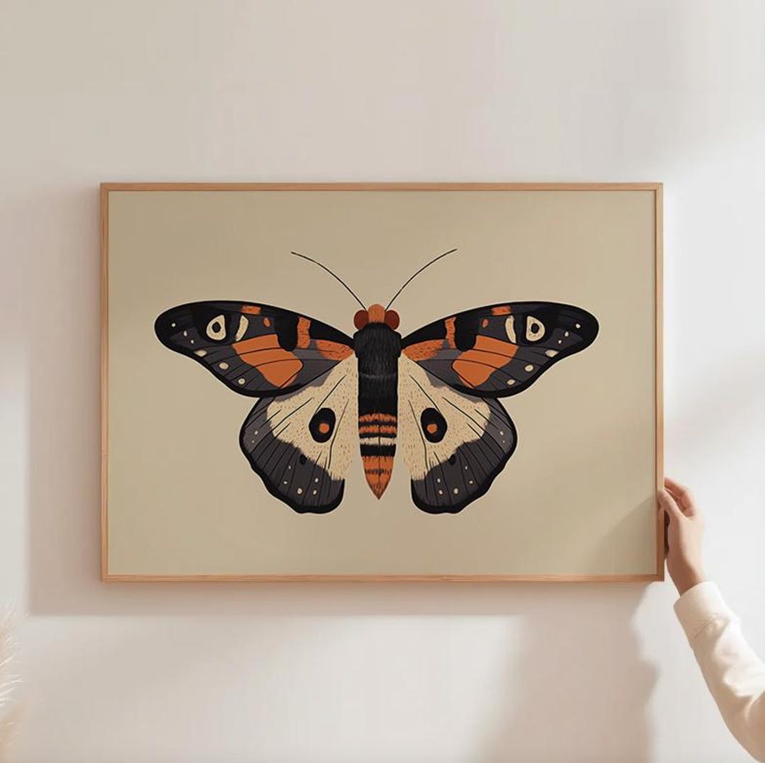 Scandinavian Moth Art Nordic Moth Minimalist Wall Print Modern Moth ...