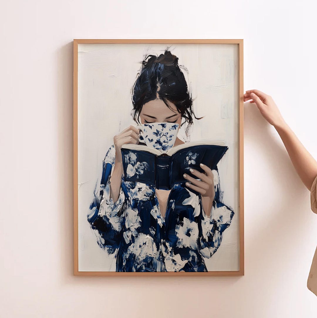 Coffee Wall Art Abstract People Print Bookish Painting Coffee Lover Art ...