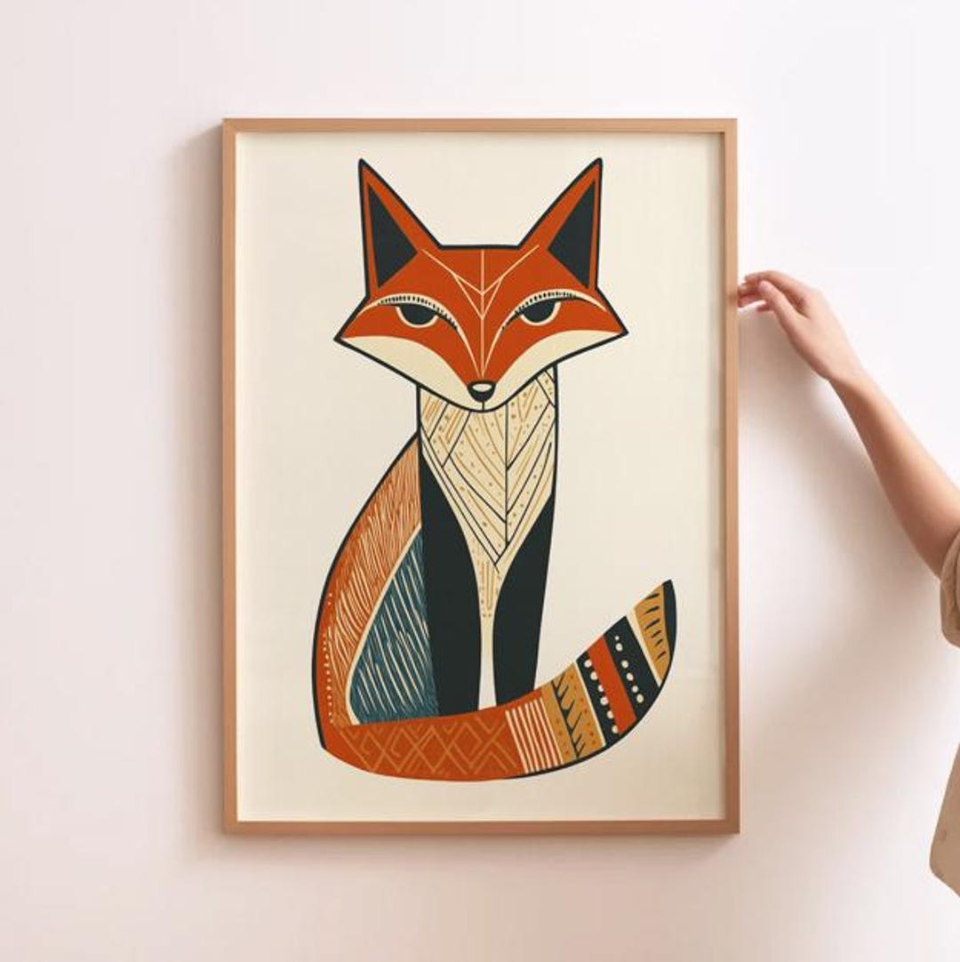 Nordic Fox Art, Folk Kids Room Decor, Fox Print, Adventure Nursery ...