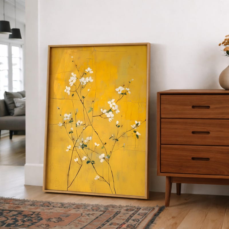 Yellow Abstract Art - Etsy