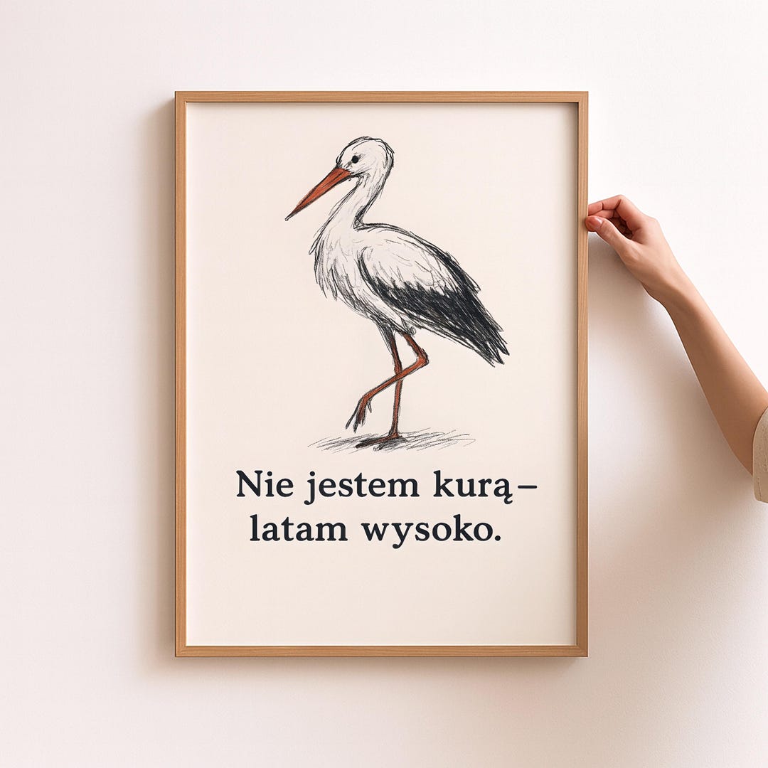 Polish Wall Art, Stork Poster, Bocian Print, Polish Humour Art, Funny ...