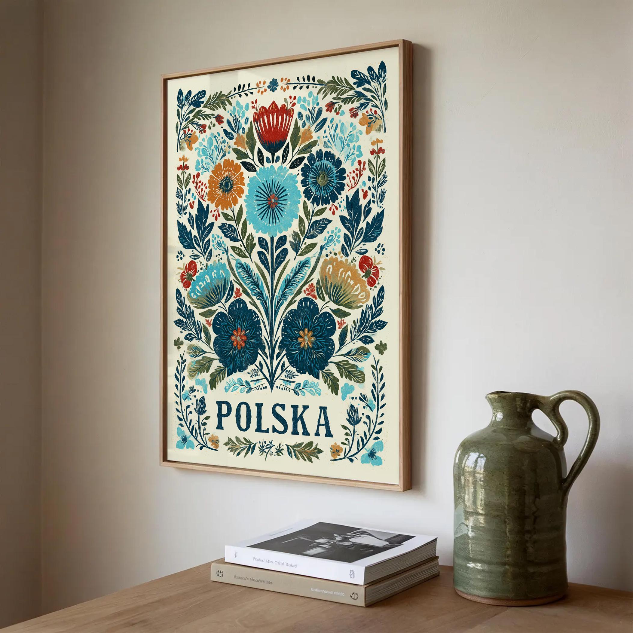 Polish Folk Art Vintage Polish Floral Wall Art Print Retro Poland Home ...