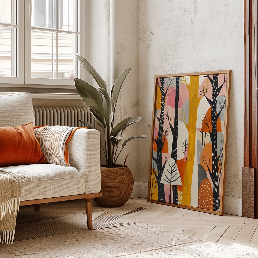 Scandinavian Tree Art Abstract Forest Print Maximalist Forest Wall Art ...