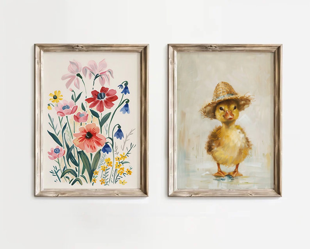 Farmhouse Nursery Art Vintage Duck Art Rustic Wall Art Decor Vintage ...