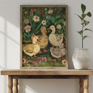 Farmhouse Nursery Prints Vintage Duck Painting Vintage Mother Duck ...