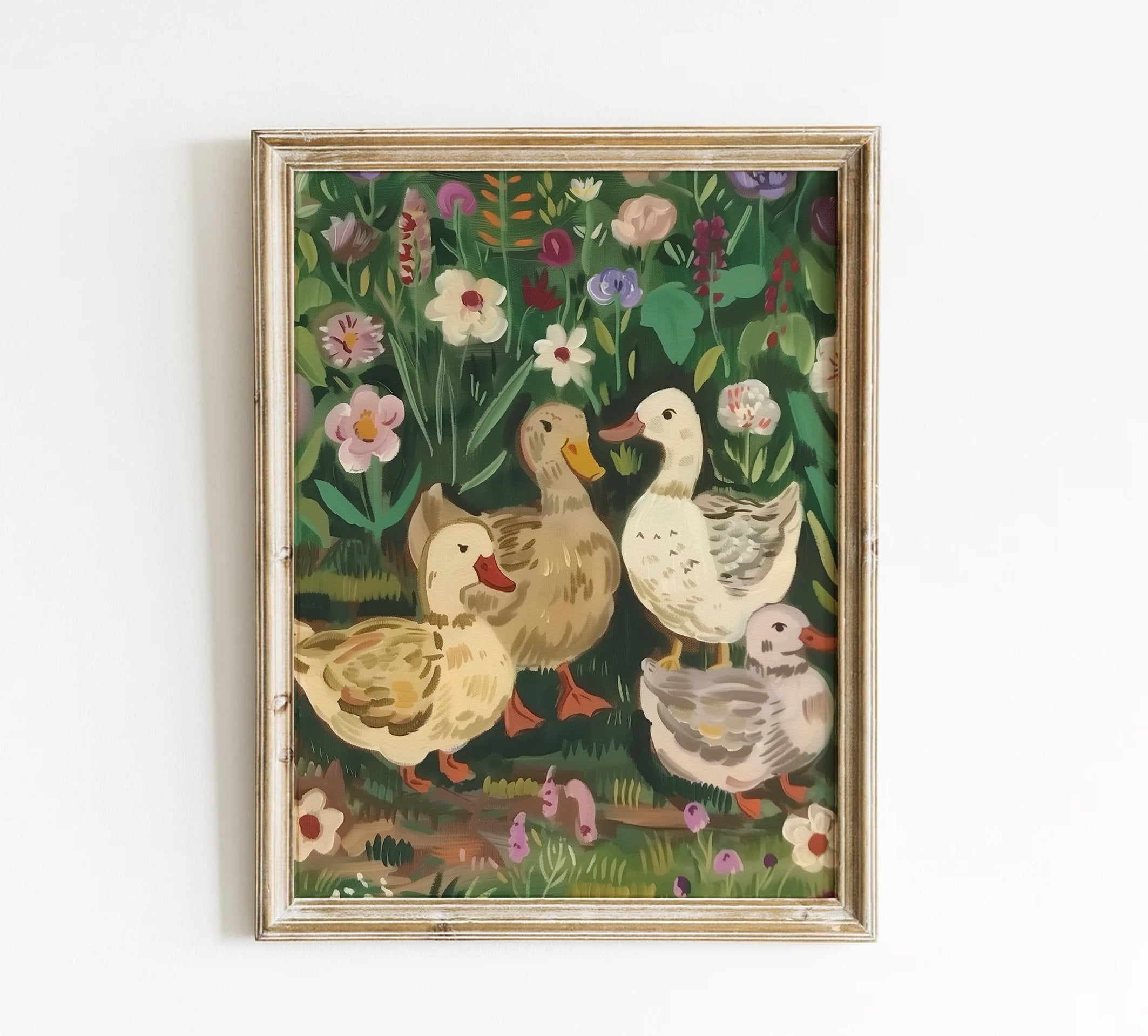 Farmhouse Nursery Prints Vintage Duck Painting Vintage Mother Duck ...