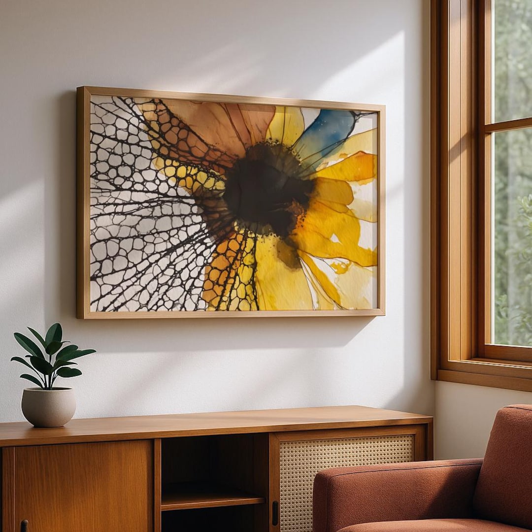 Abstract Floral Wall Art, Yellow Botanical Print, Modern Botanical ...