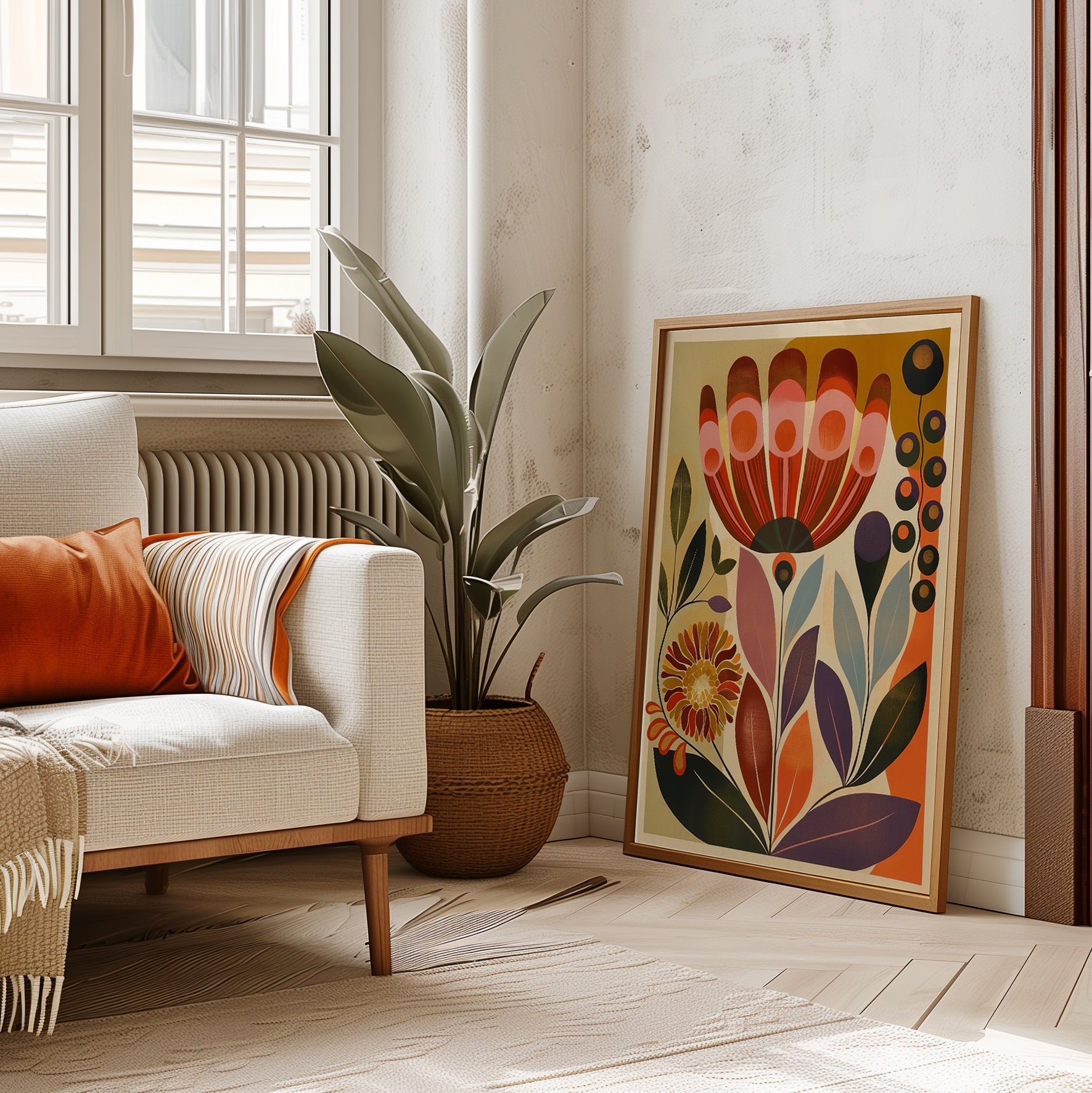 Scandinavian Art Norwegian Folk Art Floral Print Set of 2 Nordic Wall ...