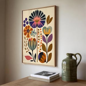 Scandinavian Wall Art Norwegian Folk Decor Floral Print Set of 2 Nordic ...