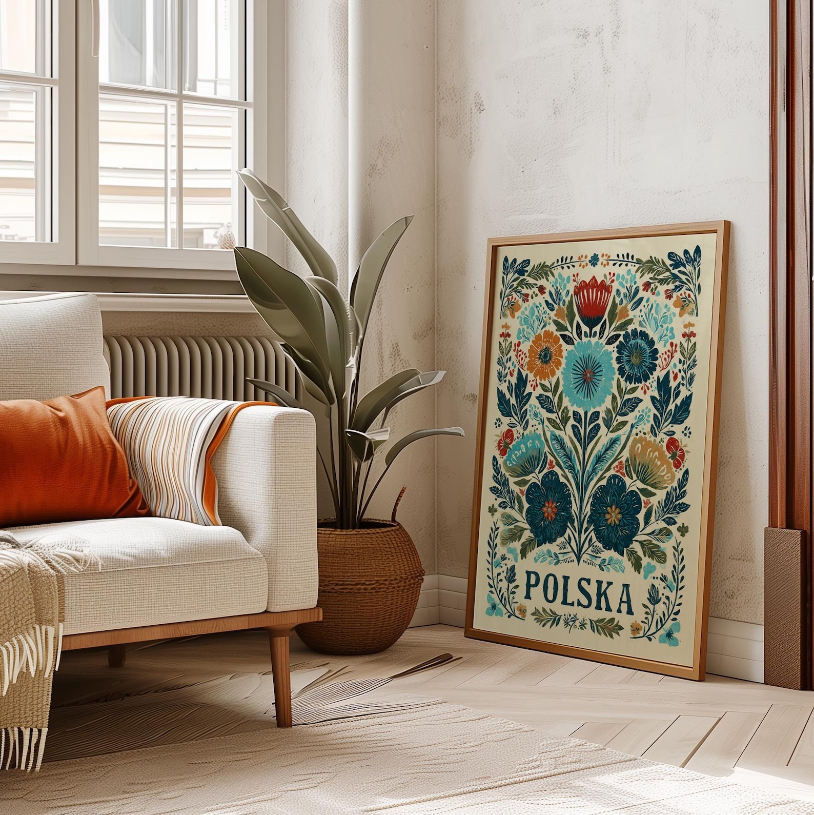 Polish Folk Art Vintage Polish Floral Wall Art Print Retro Poland Home ...