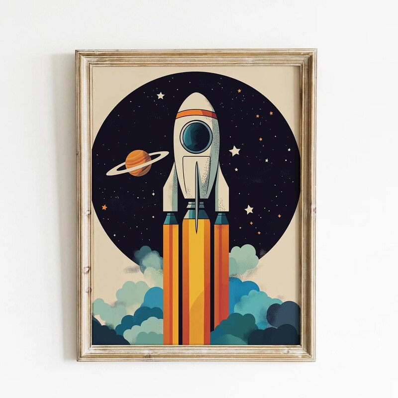 Rocket Ship Art - Etsy