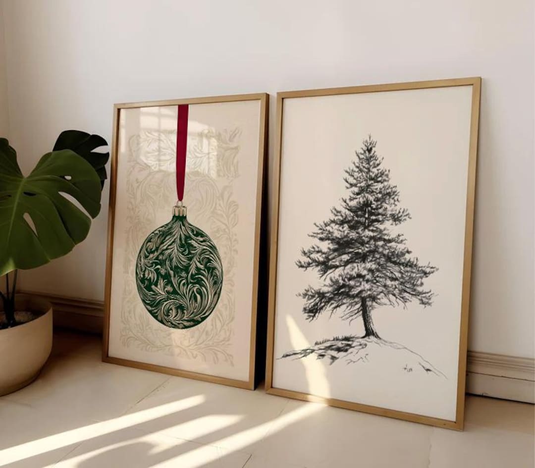 Vintage Christmas Wall Art Printable Holiday Art Traditional Vintage ...