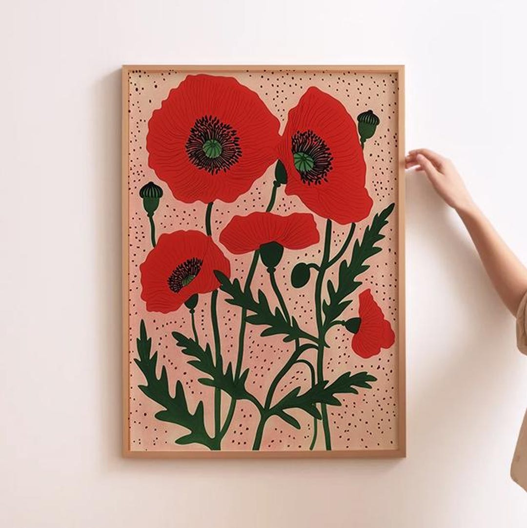 Poppy Wall Art Botanical Print Poster Vintage Flower Print Poppies ...