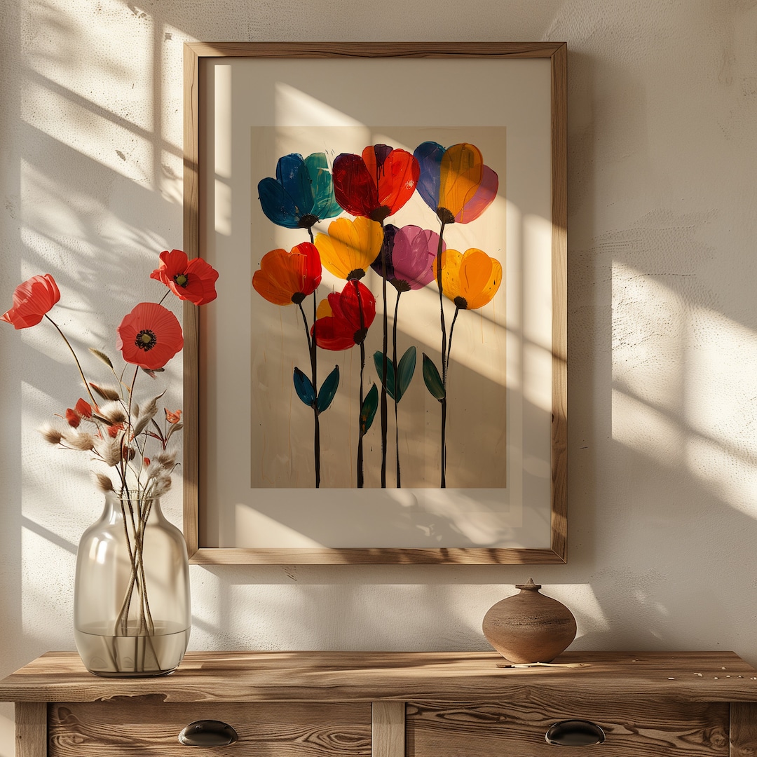 Poppy Print Botanical Print Poster Vintage Art Decor Minimalist Style ...