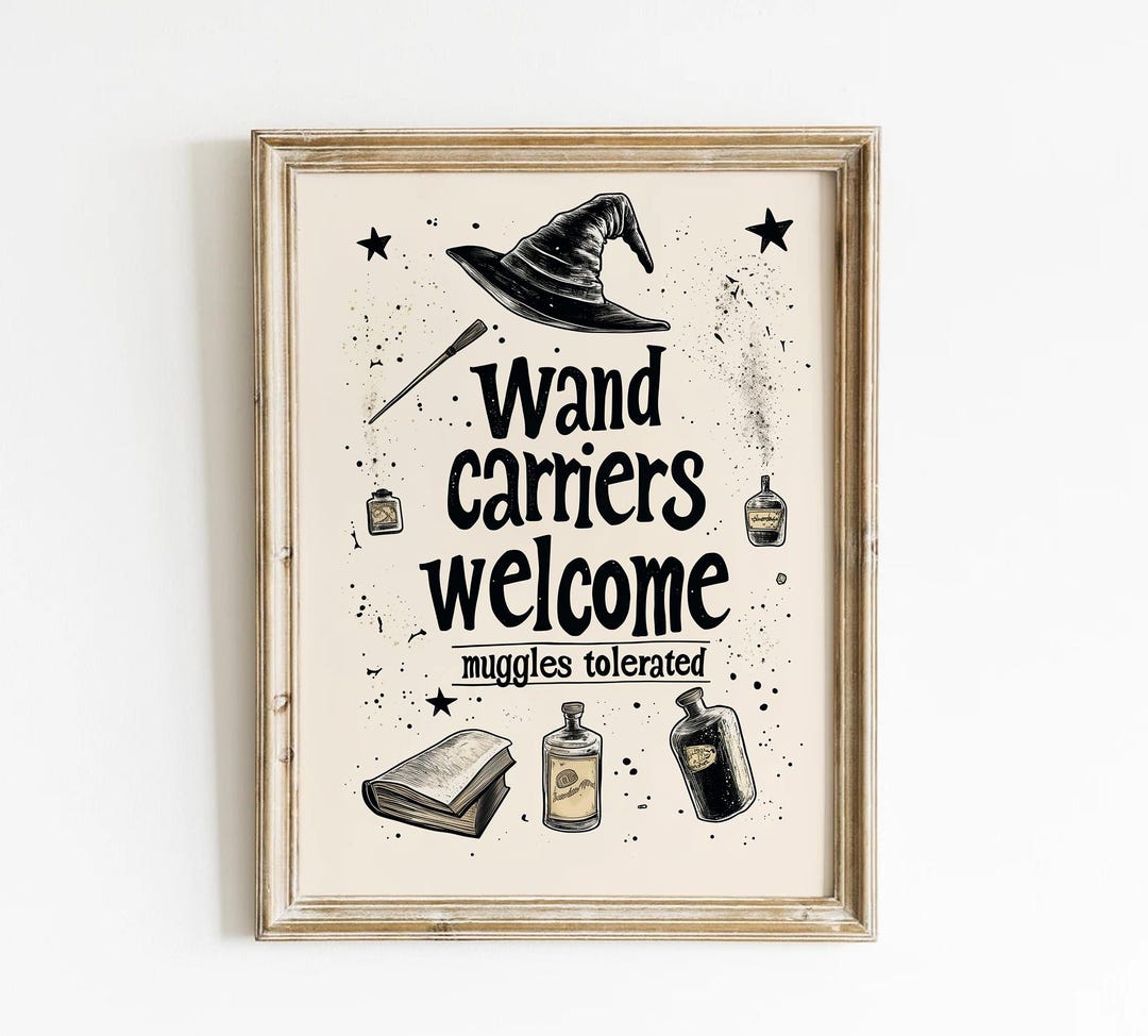 Wizard Wall Art Harry Wand Art Magic Kids Room Sign Wizard World Decor ...