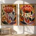 Scandinavian Art Norwegian Folk Art Floral Print Set of 2 Nordic Wall ...
