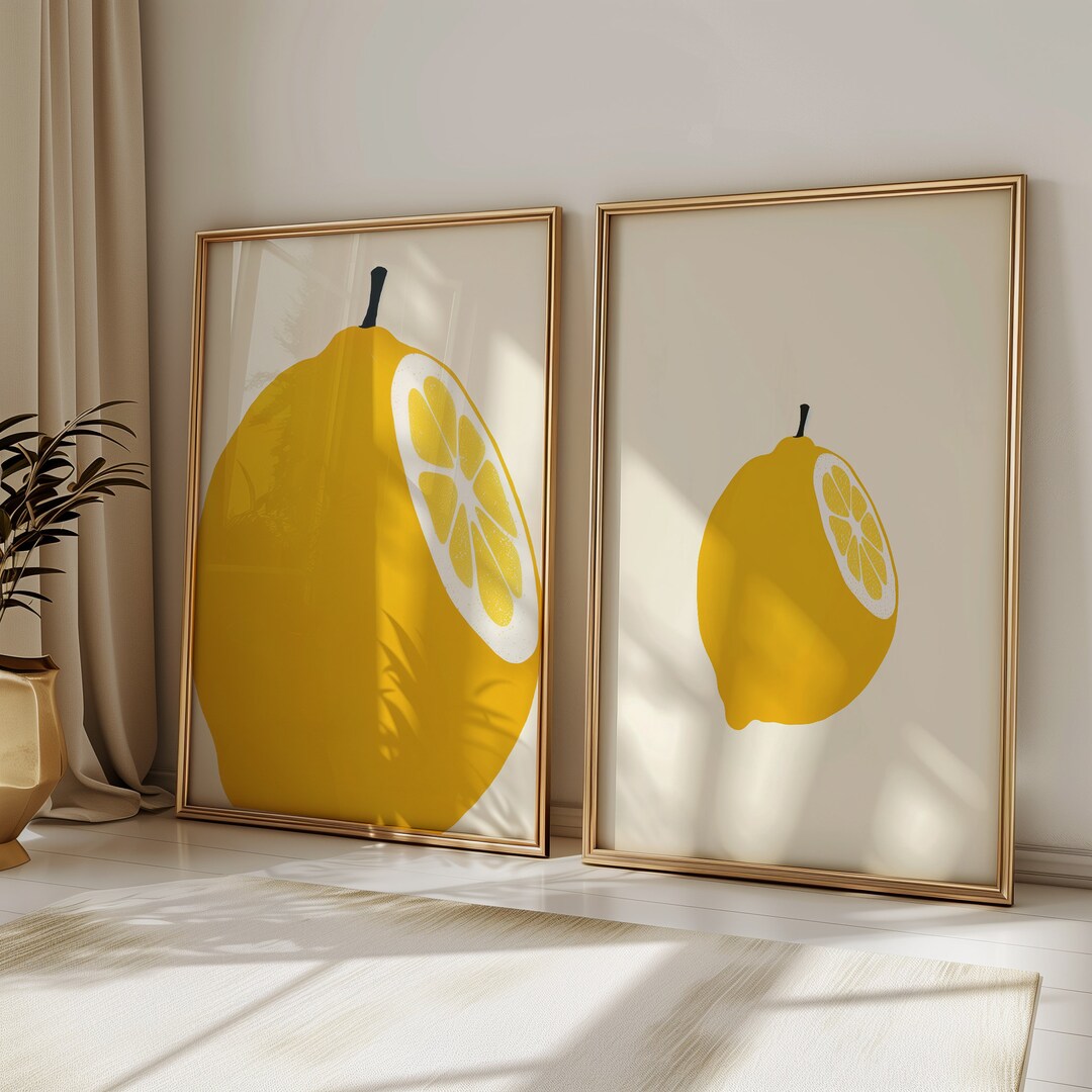 Lemon Art, Citrus Poster, Simple Fruit Market Print, Instant Download ...