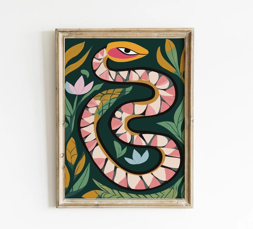 Modern Snake Print Scandinavian Snake Art Abstract Snake Print ...