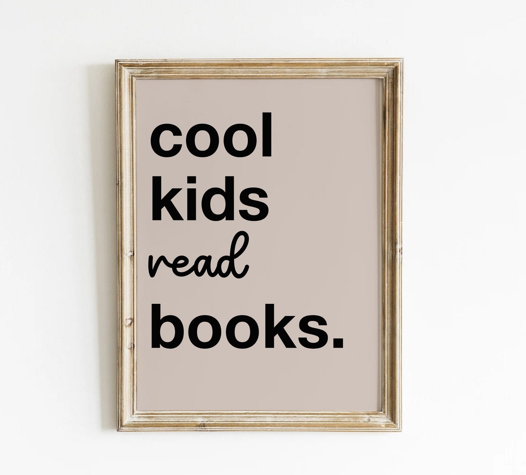 Cool Kids Read Books, Reading Prints for Kids, Reading Corner Art, Kids ...