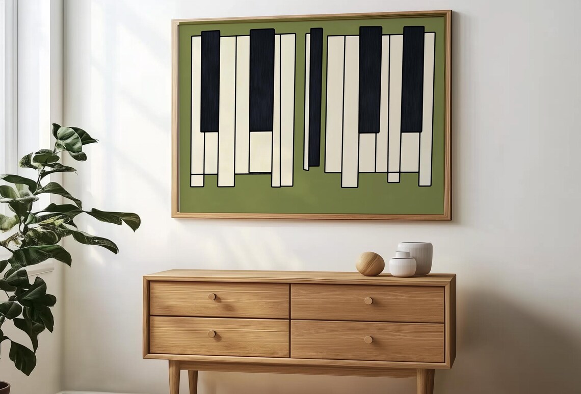 Piano Keys Wall Art Retro Music Print Music Room Wall Decor Trendy ...