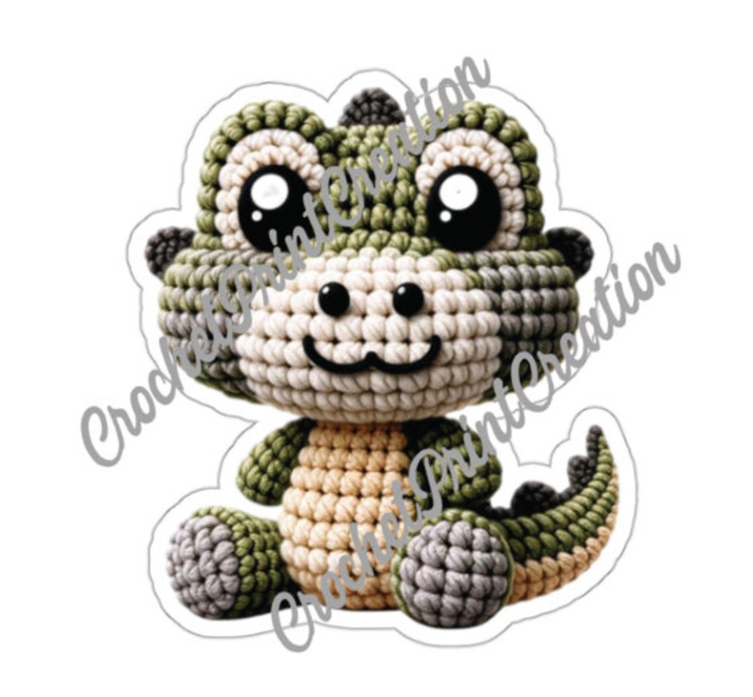 Cute Crochet Amigurumi Alligator Kiss-cut Vinyl Sticker - Etsy