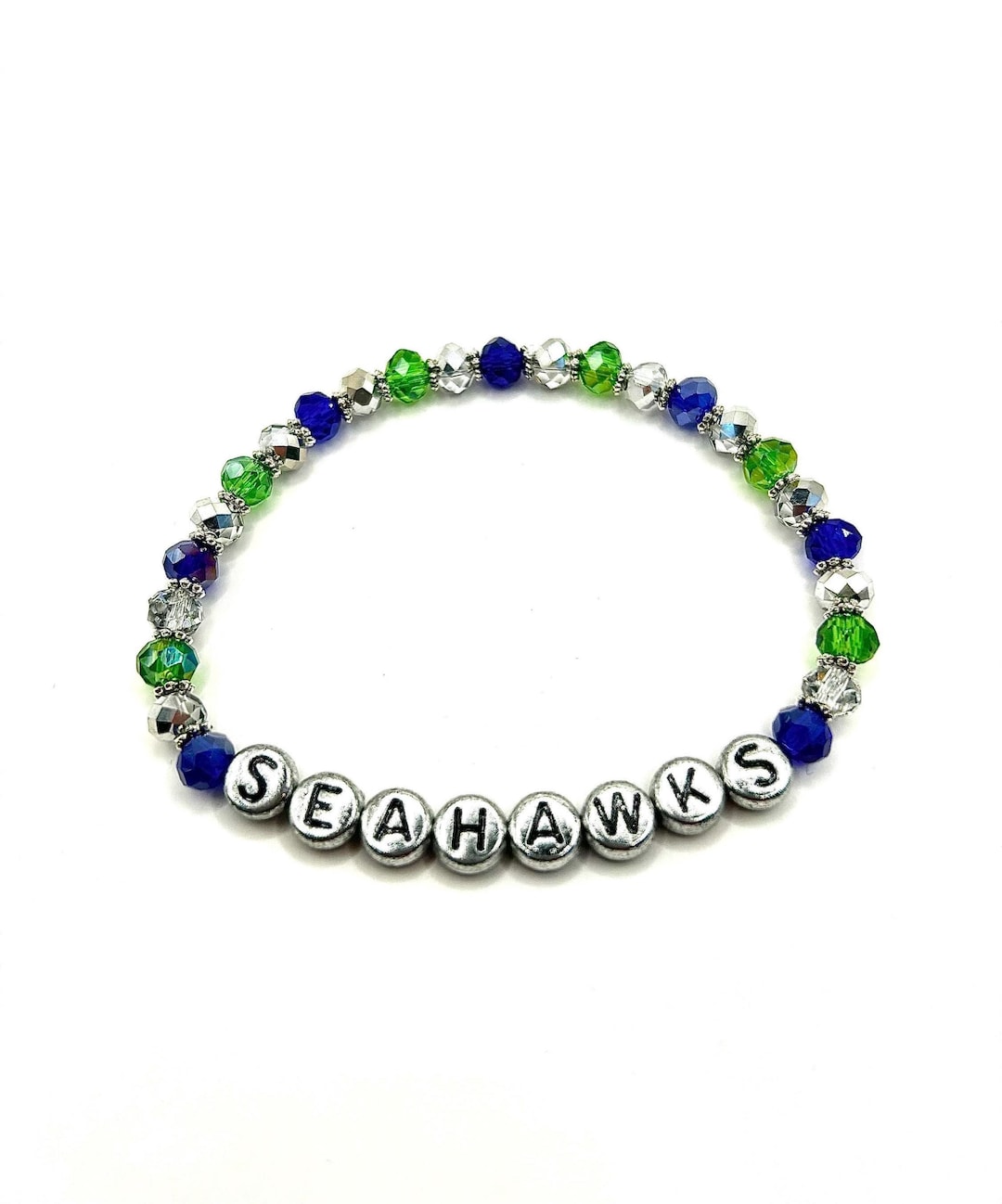 Seattle Seahawks NFL Football Inspired Silver Letter Bracelet Blue ...