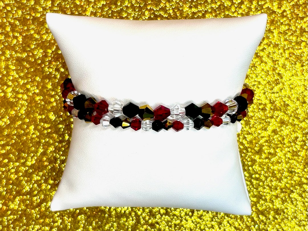 Bicone San Francisco 49ers Inspired Beaded Bracelet for Red, Gold ...