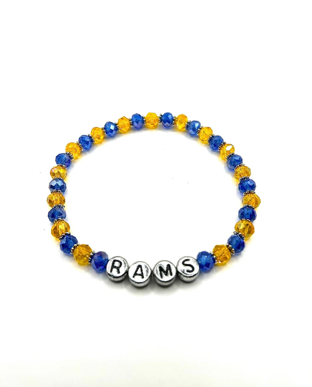 Los Angeles Rams Football Inspired Silver Letter Beaded Bracelet With ...