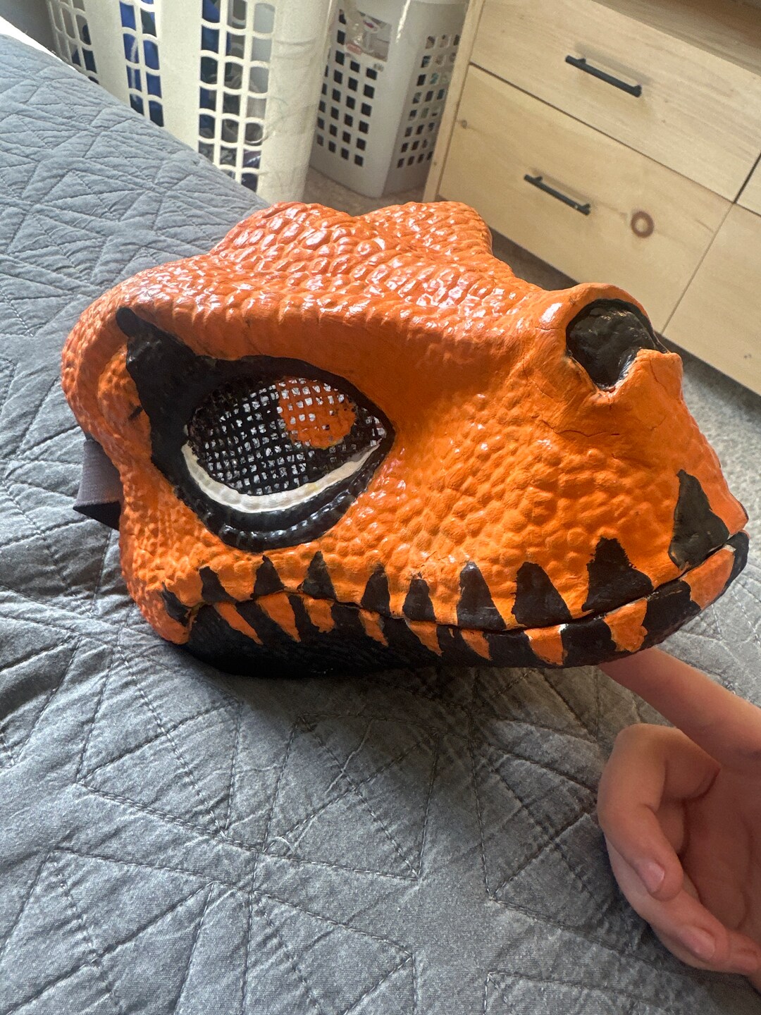 Orange and Black Raptor Dino Masks - Etsy