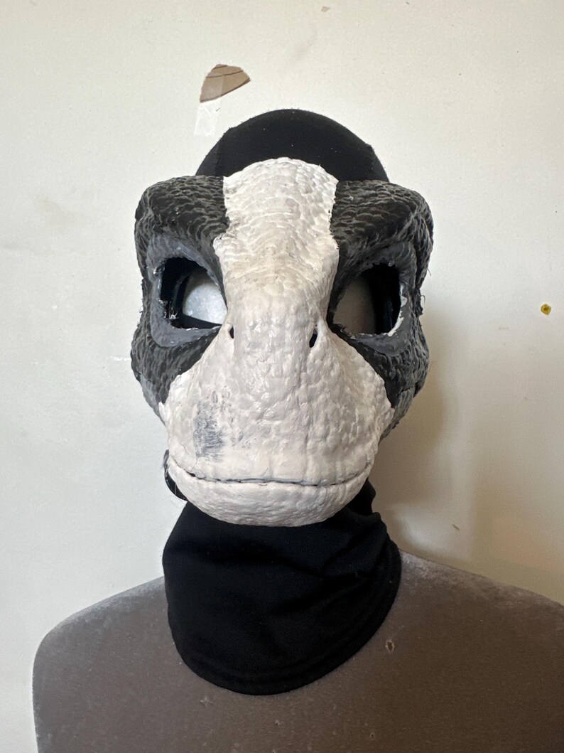 Grey and White Raptor Dino Mask - Etsy