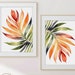 Set of 2 Watercolor Palm Leaf Prints, Tropical Wall Art, Colorful ...