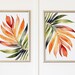 Set of 2 Watercolor Palm Leaf Prints, Tropical Wall Art, Colorful ...