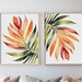 Set of 2 Watercolor Palm Leaf Prints, Tropical Wall Art, Colorful ...