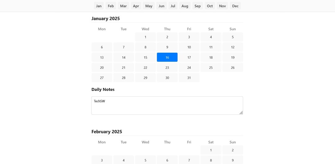 2025 Interactive Digital Calendar | HTML, CSS & Javascript | Editable ...