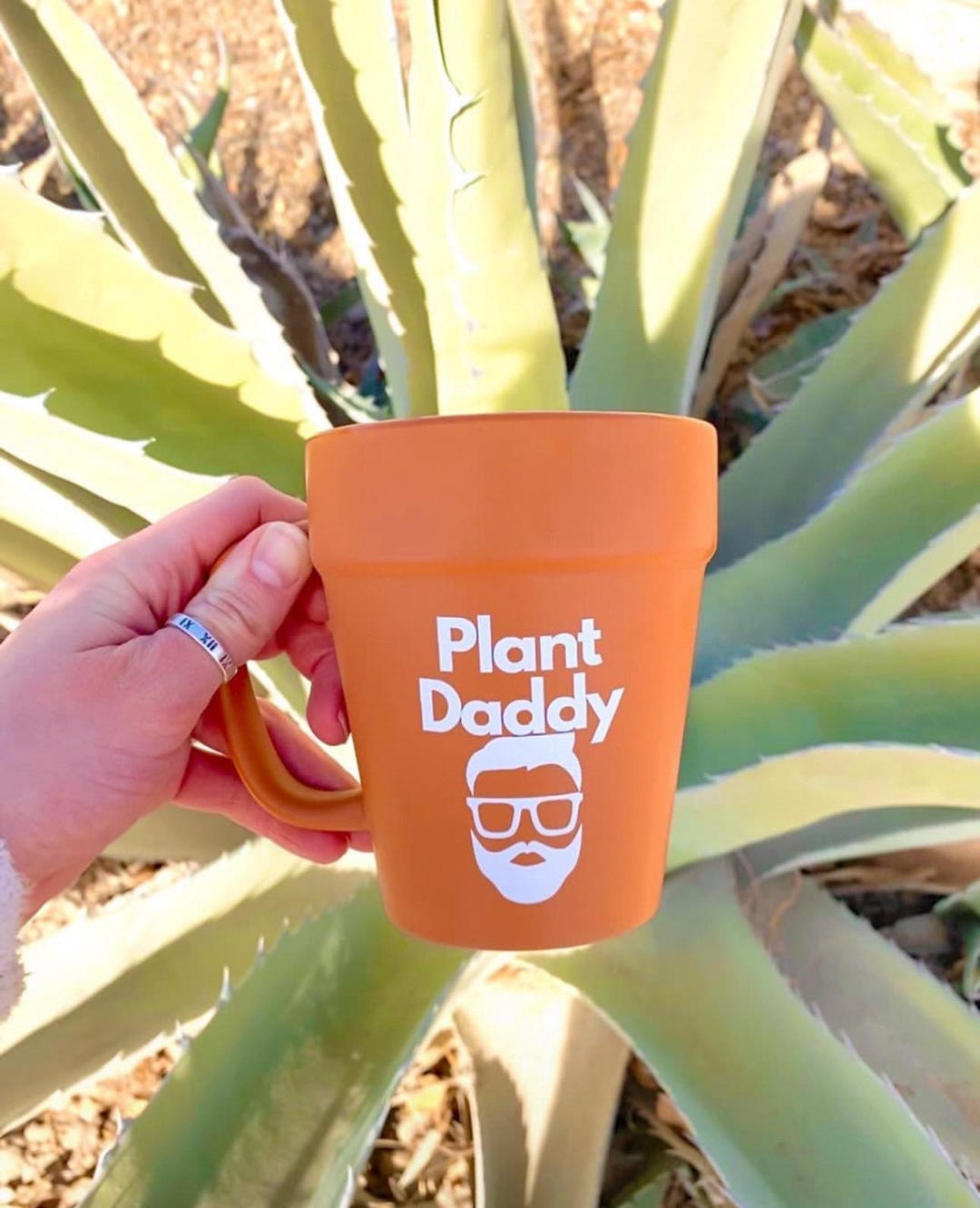 Plant Daddy Beard Terra-cotta Pot Mug, Ceramic Coffee Mug, Succulent ...