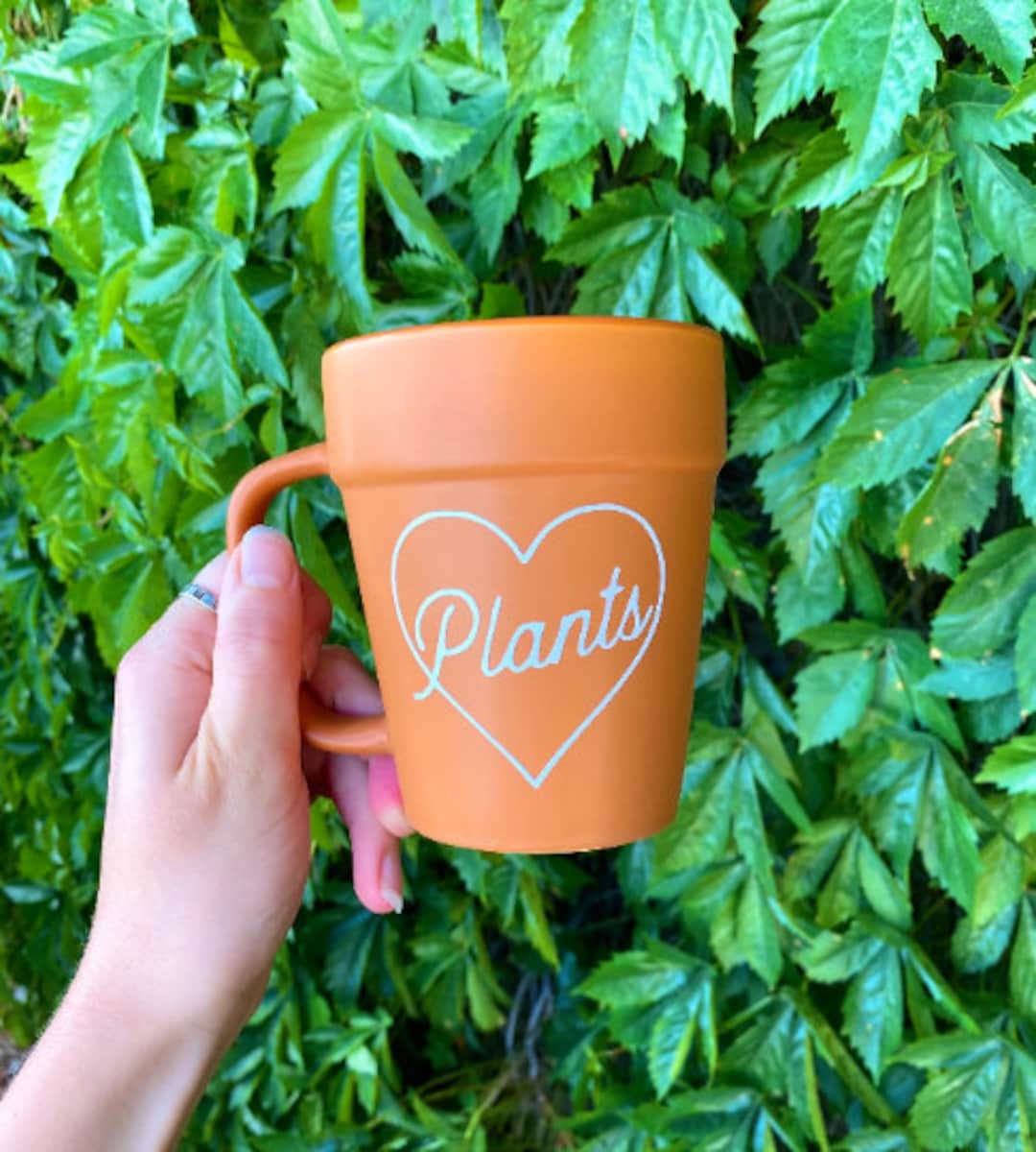 Plants Heart Terra-cotta Lookalike Mug, Cute Coffee Mug, Plants ...