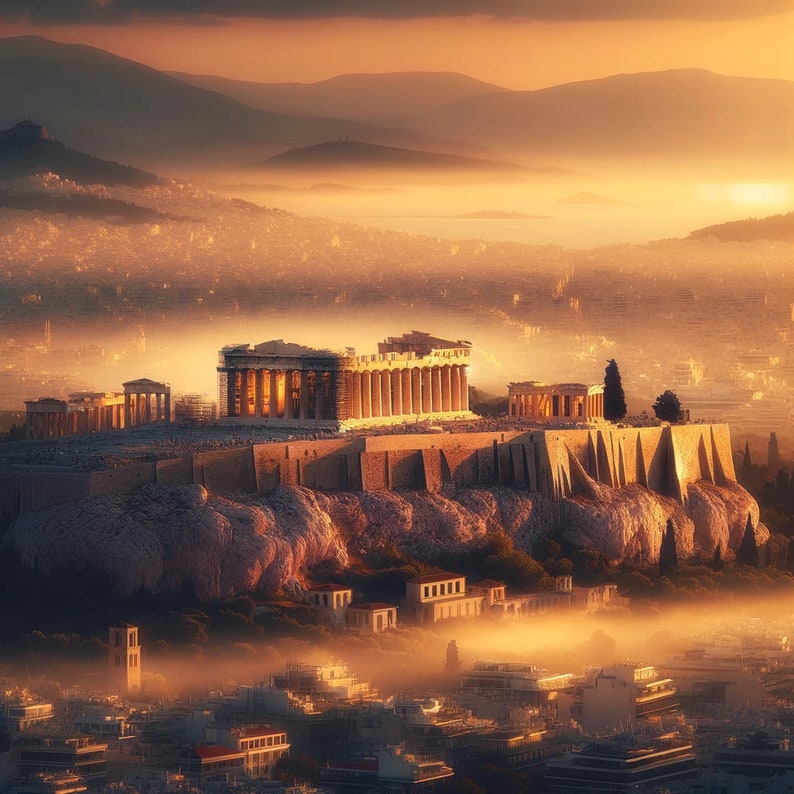 Acropolis in the Sunset - Etsy