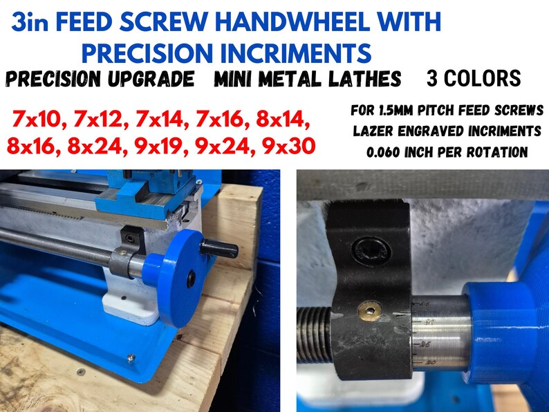 PRECISION UPGRADE- Feed Screw Hand Wheel Mini Metal Lathe 8x14, 8x16 ...